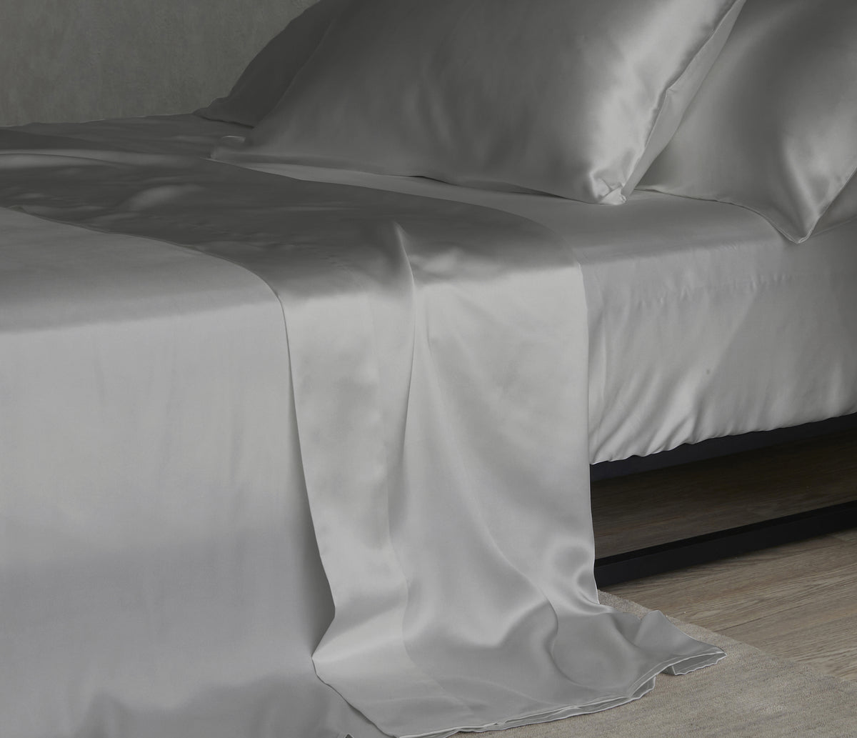 100% Mulberry Silk Flat Sheet - 20 Momme | Silver Grey | Bedding co