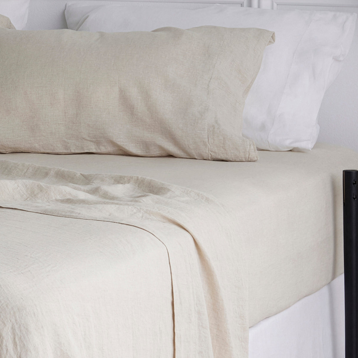100% French Flax Linen Fitted Sheet - Natural | Bedding co