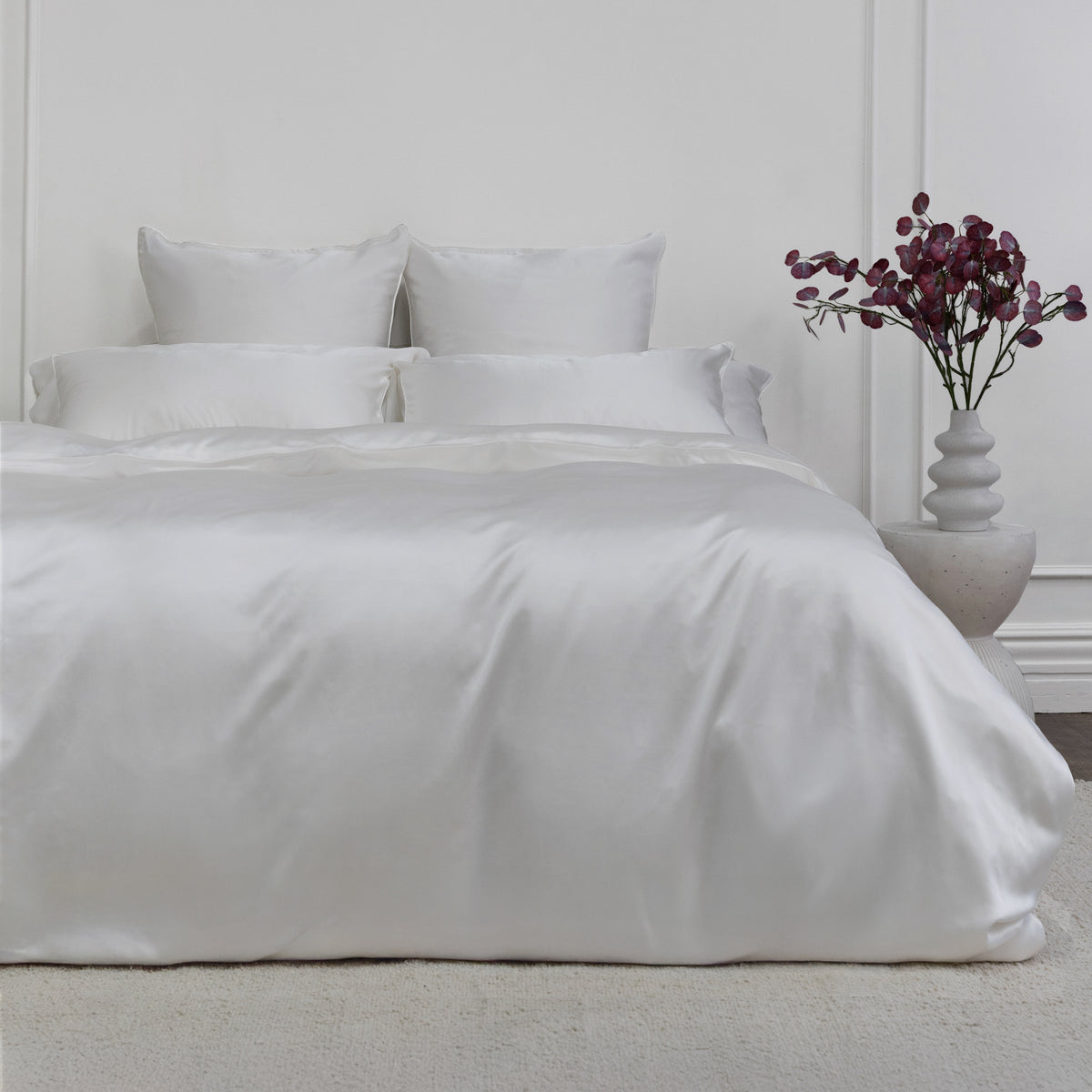100% Mulberry Silk Quilt Cover Set - White | Bedding co